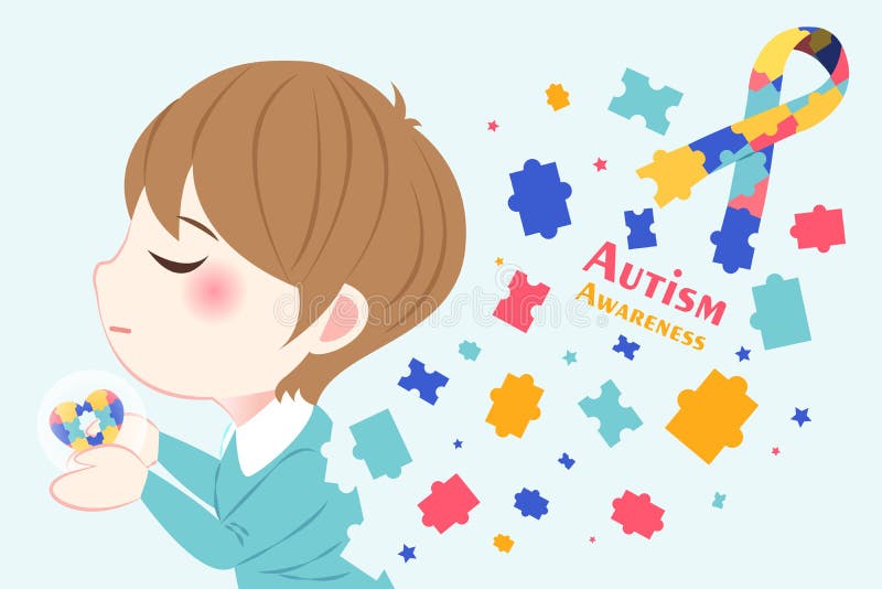 Boy with Autism Awareness Concept Stock Vector - Illustration of ...