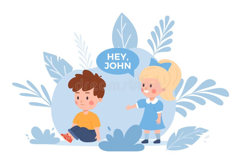 Boy with Autism Symptoms Has Problems with Communication, Flat Vector ...