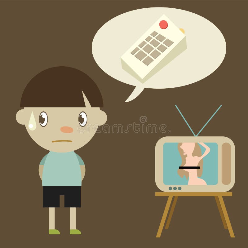 Boy with awkward tv show stock vector. Illustration of sweat - 100992546
