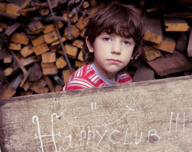 Boy in the Back Yard on the Village House Stock Image - Image of ...
