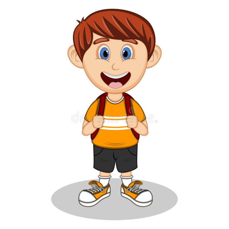 A Boy with Backpack Cartoon Stock Vector - Illustration of gesturing ...