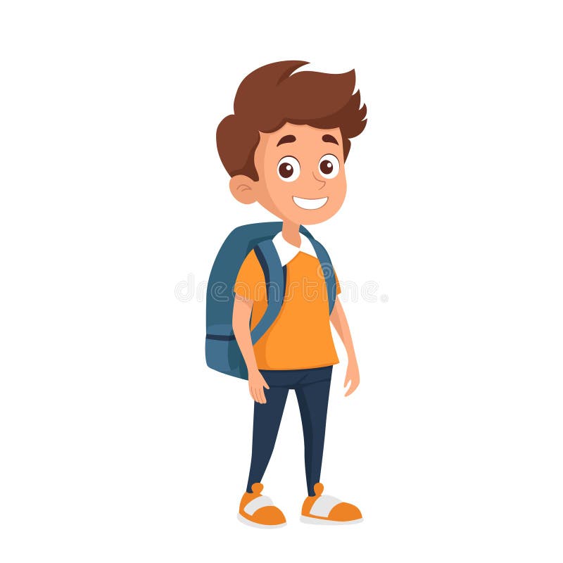Boy with Backpack Going To School. Pupil Cartoon Character Stock Vector ...