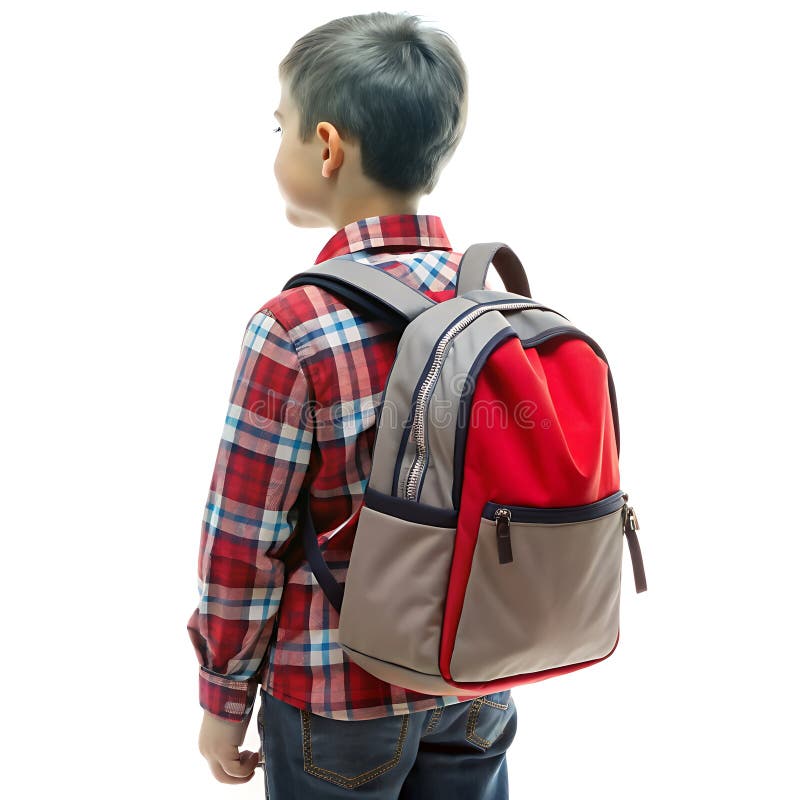 Boy with Backpack Looking Away Stock Illustration - Illustration of ...