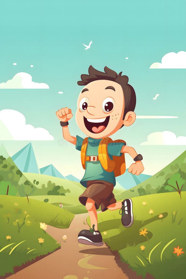 Boy Backpack Running Stock Illustrations – 536 Boy Backpack Running ...