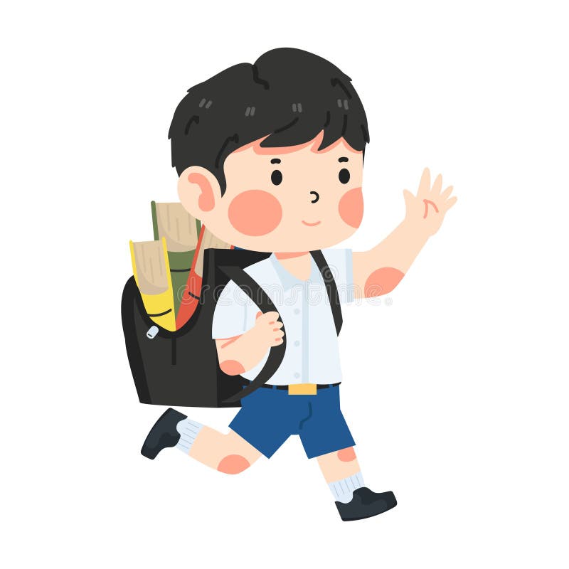 Boy Backpack Running Stock Illustrations – 533 Boy Backpack Running ...