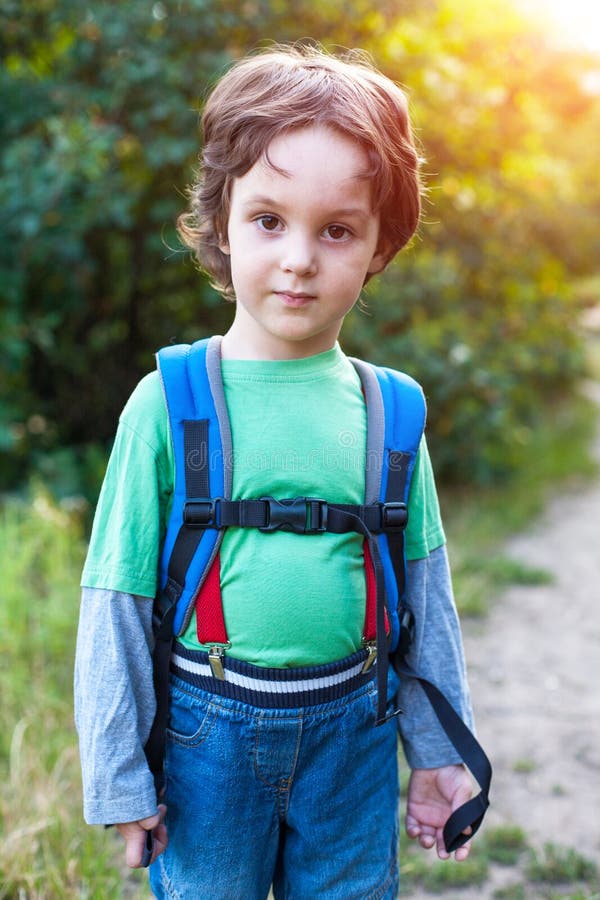 A boy with a backpack. stock image. Image of hiking - 109200799