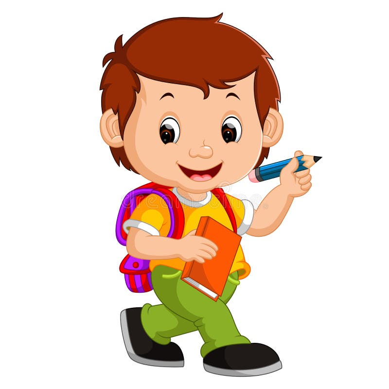 Boy with backpacks cartoon stock vector. Illustration of happy - 87968479