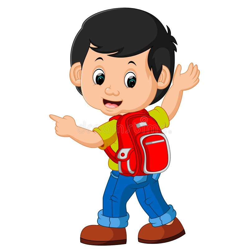 Boy with backpacks cartoon stock vector. Illustration of kids - 87972092