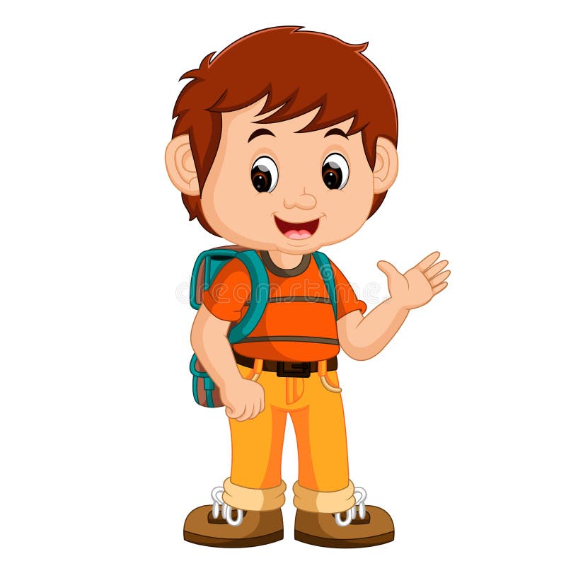 Boy with backpacks cartoon stock vector. Illustration of kids - 87972092