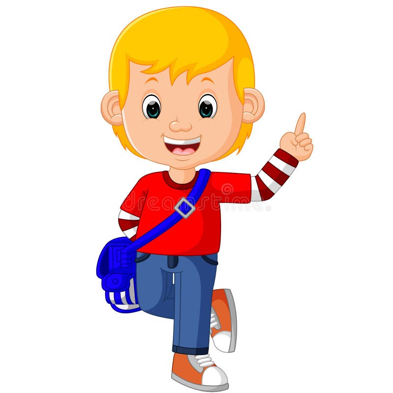 Boy with backpacks cartoon stock vector. Illustration of person - 91197241