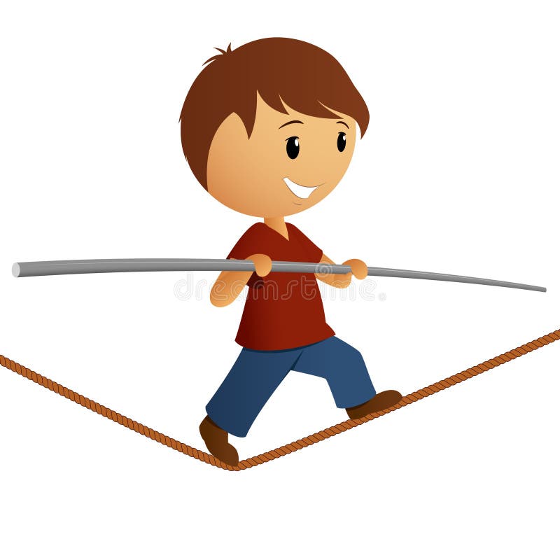 Tightrope Man Balance Walking on Rope Illustration Stock Vector ...