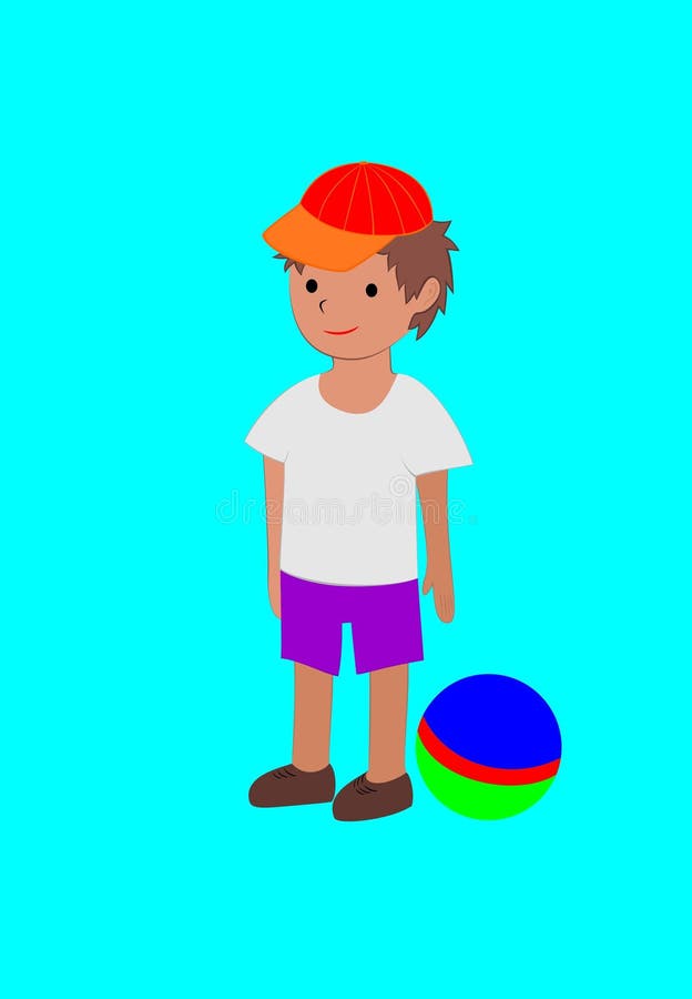The Boy with the Ball. the Boy is Standing Next To the Ball. Stock ...