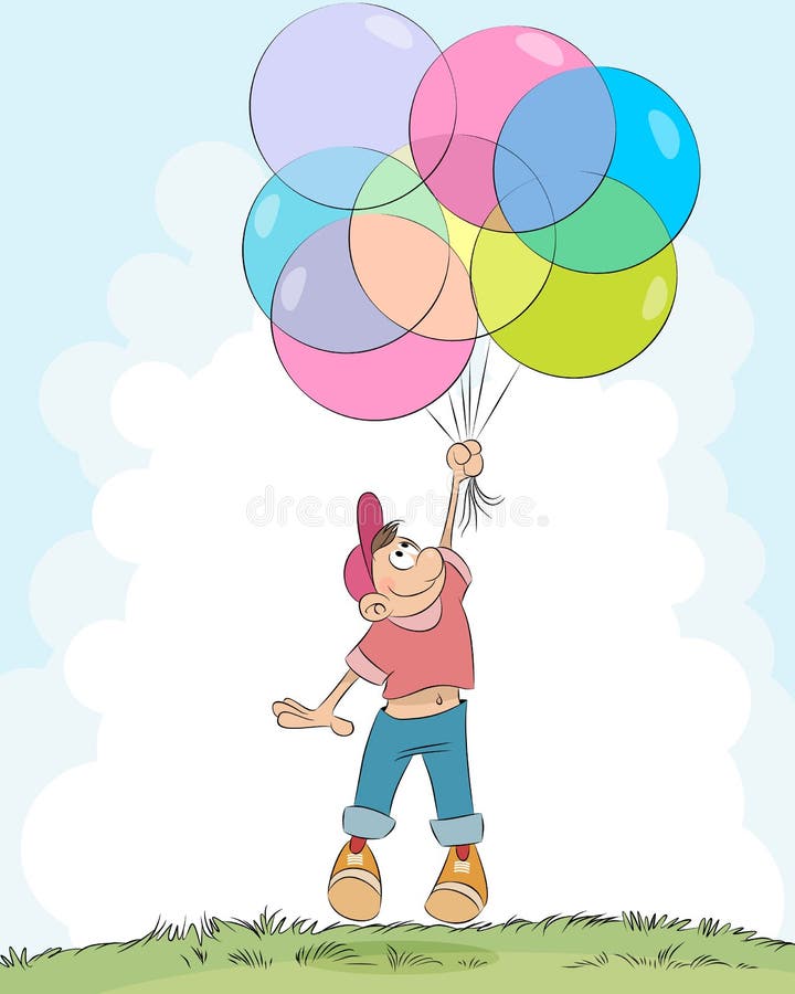 Little Boy Fly Balloons Stock Illustrations – 302 Little Boy Fly ...