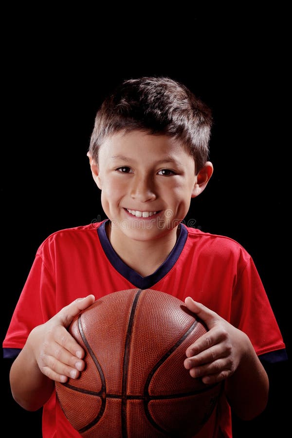 Smiling Young Lad Holding His Basketball Stock Image - Image of youth ...