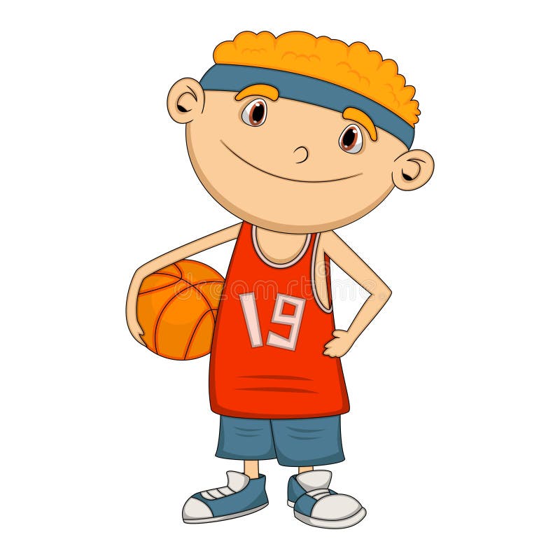 Boy Basketball Player Cartoon Stock Vector - Illustration of orange ...