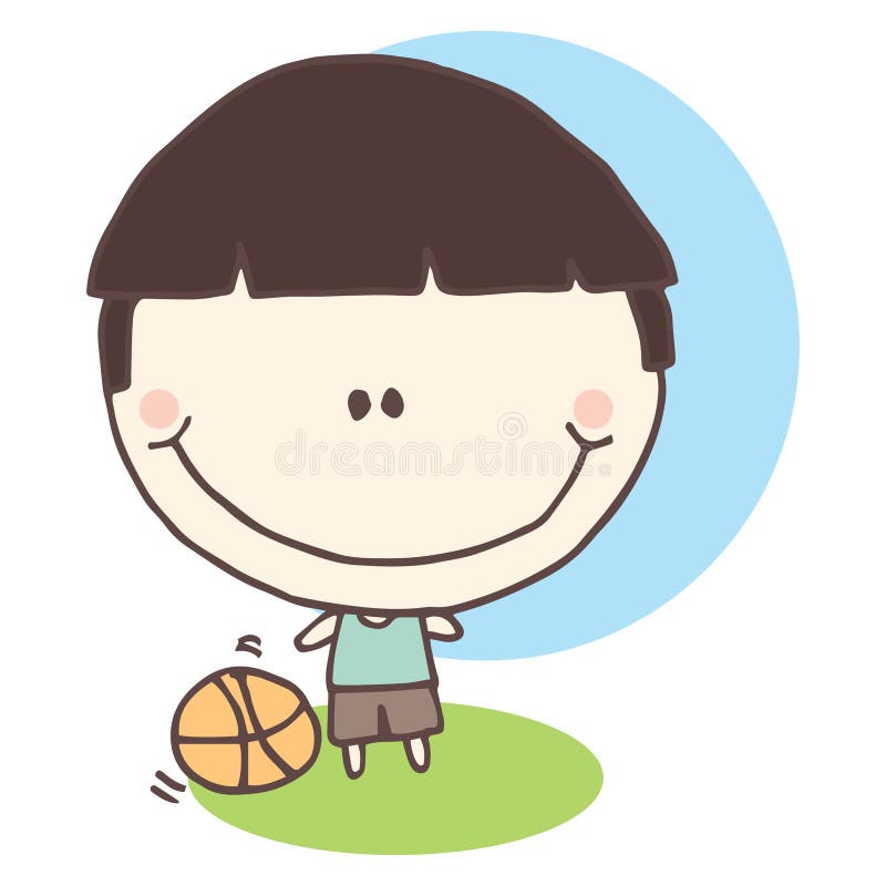 Boy with Basketball. Vector Illustration Decorative Design Stock Vector ...