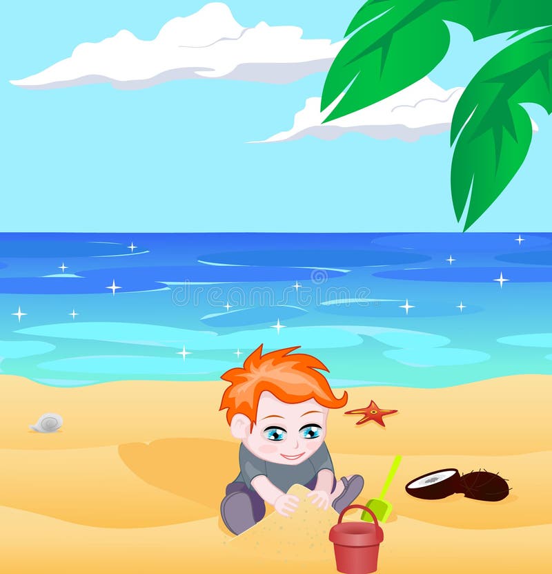Boy Dig Sand Beach Stock Illustrations – 57 Boy Dig Sand Beach Stock ...