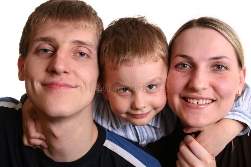 Boy behind parents stock image. Image of female, front - 714367