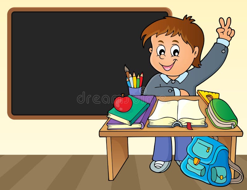 Boy Behind School Desk Theme Image 2 Stock Vector - Illustration of ...