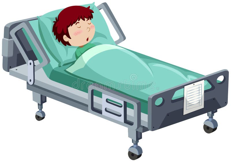 Boy Being Sick in Hospital Bed Stock Vector - Illustration of little ...
