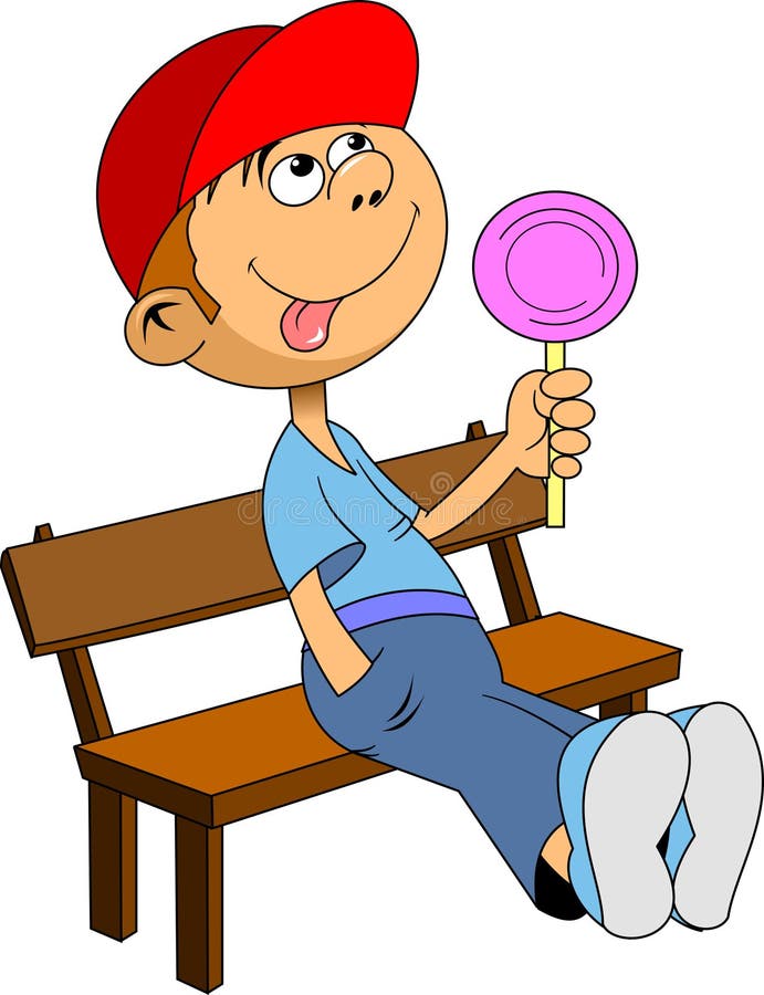 Boy on the bench stock vector. Illustration of listening - 197808215