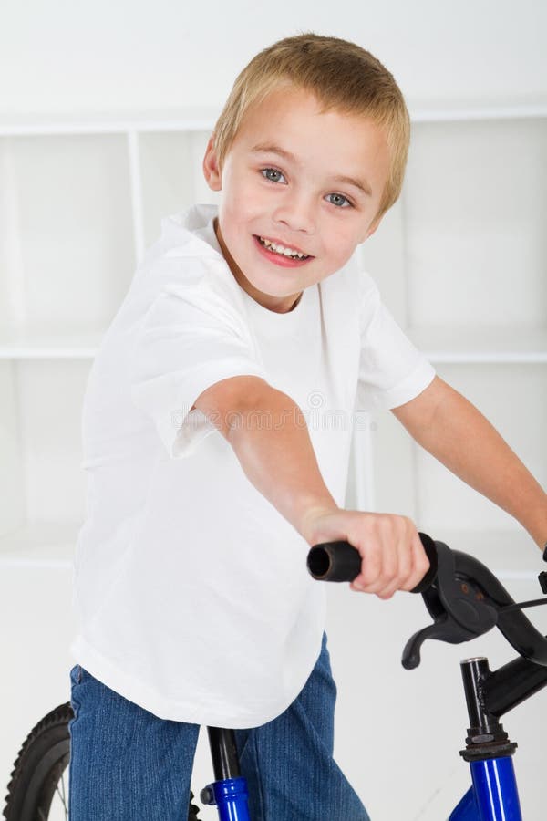 Young Boy Riding Bicycle Fast Stock Photo - Image of isolated, safety ...