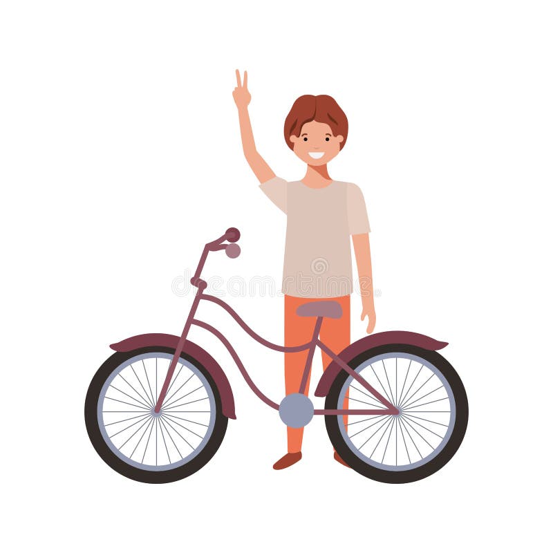 Boy with Bicycle Avatar Character Stock Vector - Illustration of cute ...