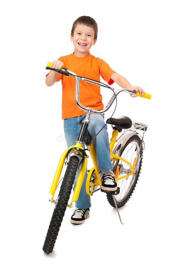 Boy on bicycle stock image. Image of happy, cute, bicyclist - 33996683