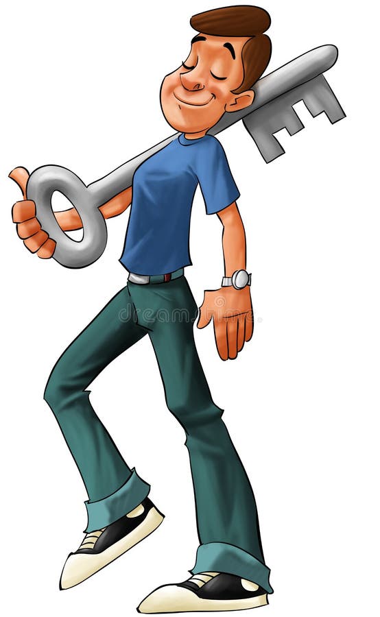 Boy with big key stock illustration. Illustration of estate - 19726869