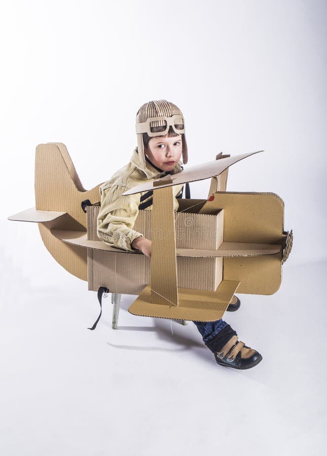 Boy and biplane. stock photo. Image of childhood, human - 55081784