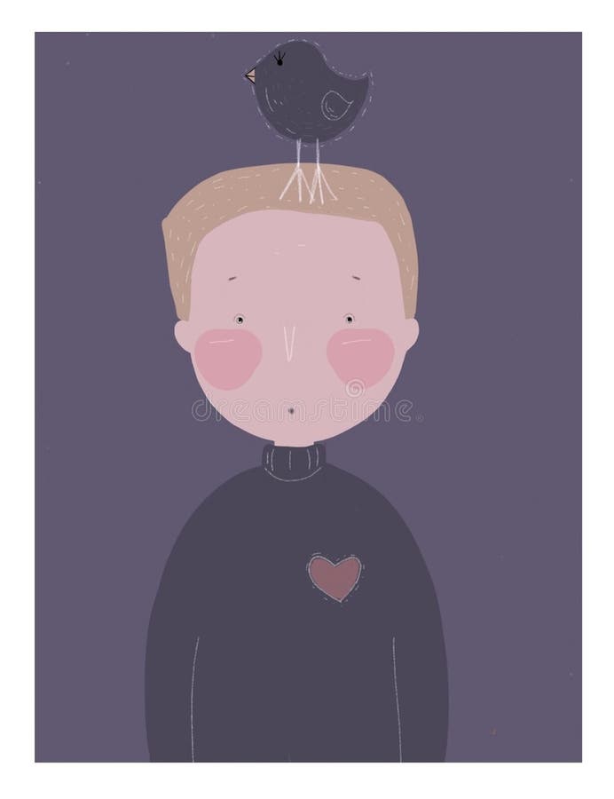 Boy and bird stock illustration. Illustration of house - 138809423