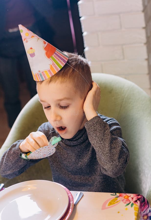 Boy Birthday Party Accessories Having Fun Alone Stock Image - Image of ...