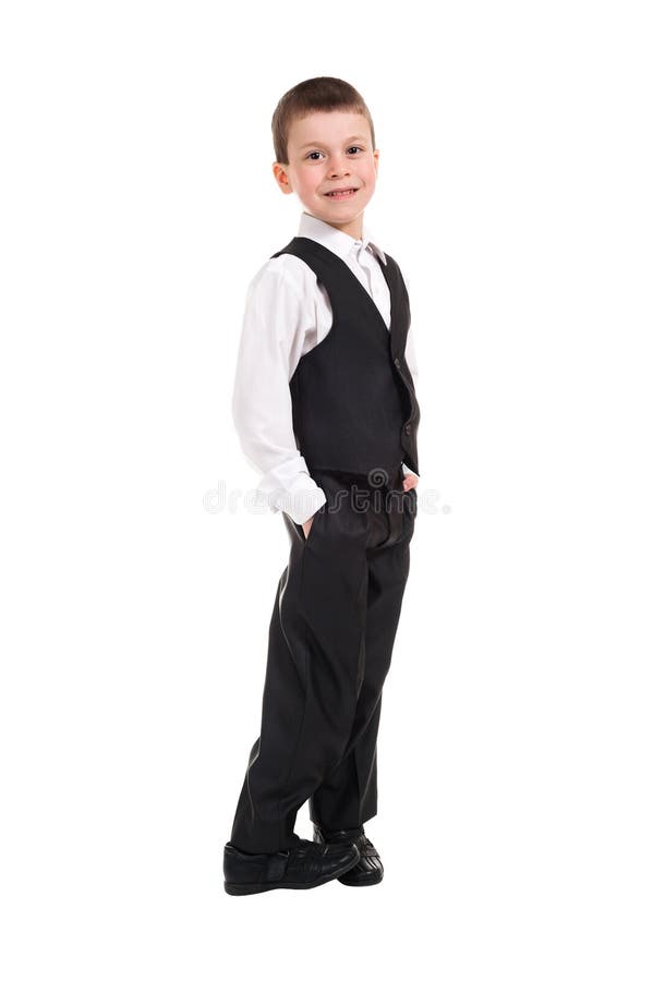Boy in black costume, Boy in black costume on white model