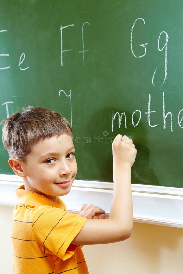 Boy at blackboard stock image. Image of caucasian, knowledge - 23039707