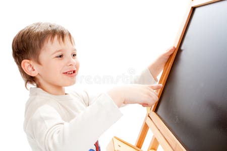 Boy at blackboard stock image. Image of cheerful, isolated - 9244423