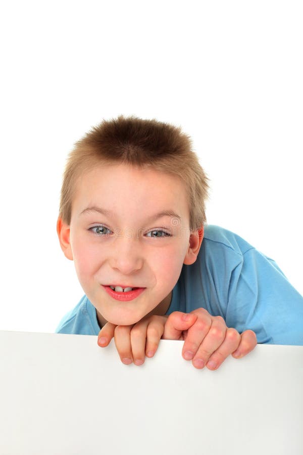 Boy with blank paper stock photo. Image of handsome, board - 23219730