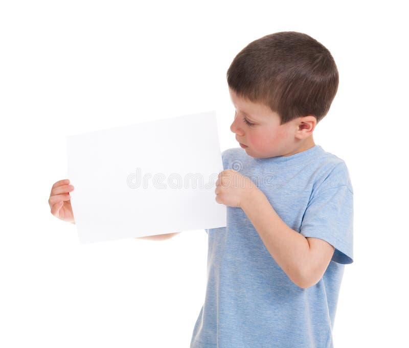 Boy with blank sheet paper stock image. Image of sheet - 35605355