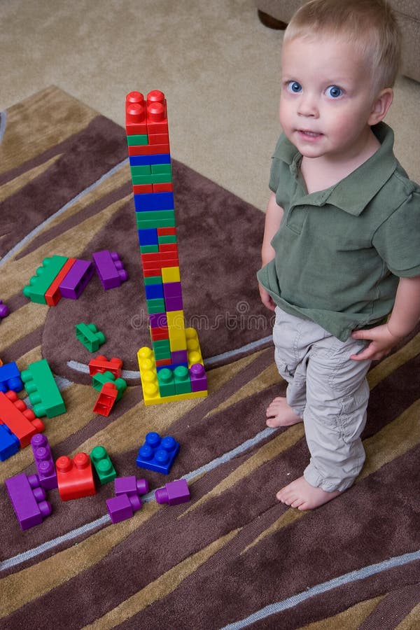 Boy with blocks stock image. Image of development, build - 7086683
