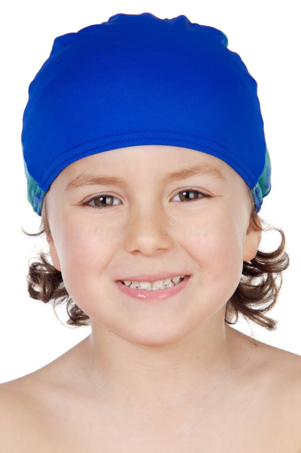 Boy with blue swim cap stock image. Image of swimmer, blue - 2086011