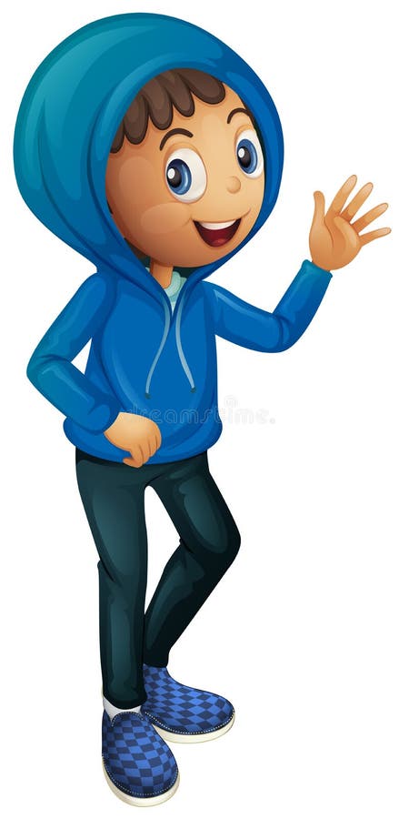 Boy in blue winter jacket stock vector. Illustration of illustration ...