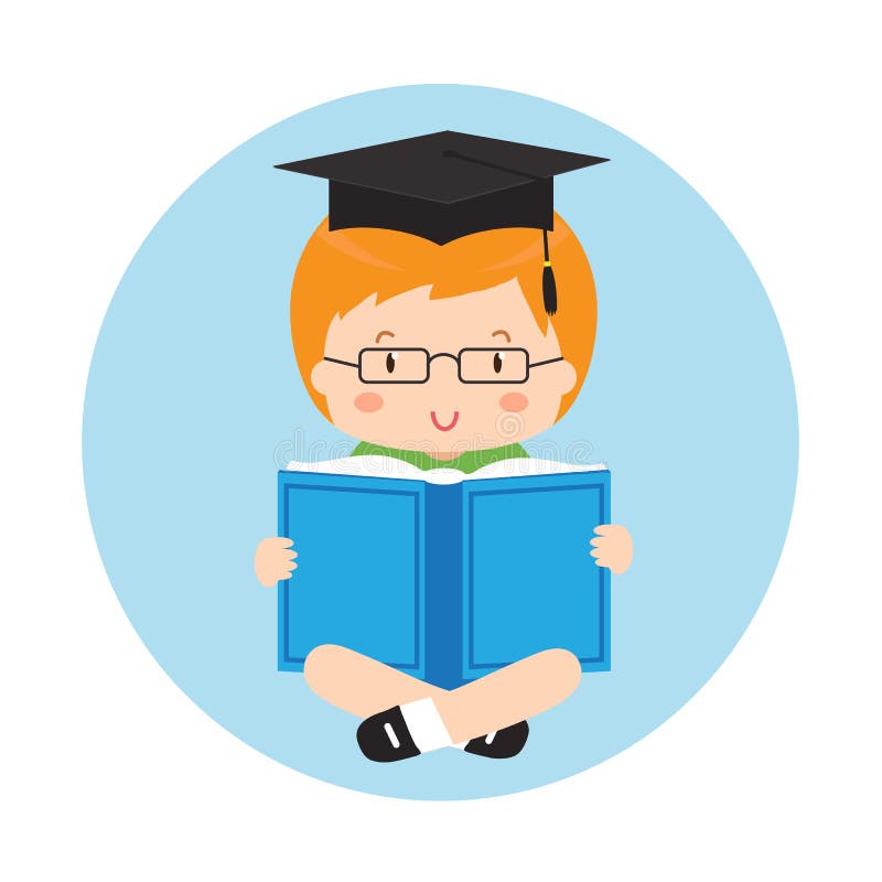 A Boy with a Book in His Hands Stock Vector - Illustration of young ...