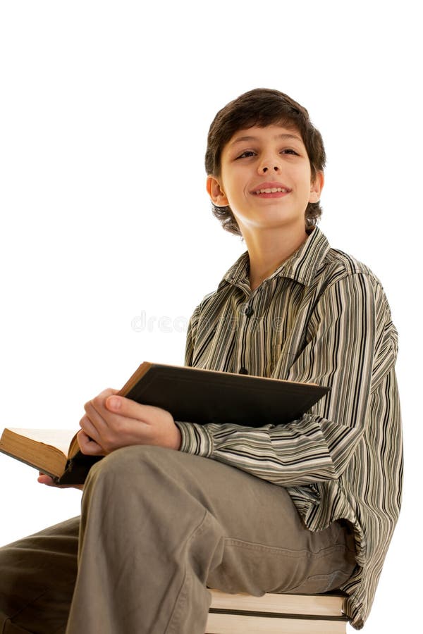 Boy with books stock image. Image of single, think, casual - 12593667