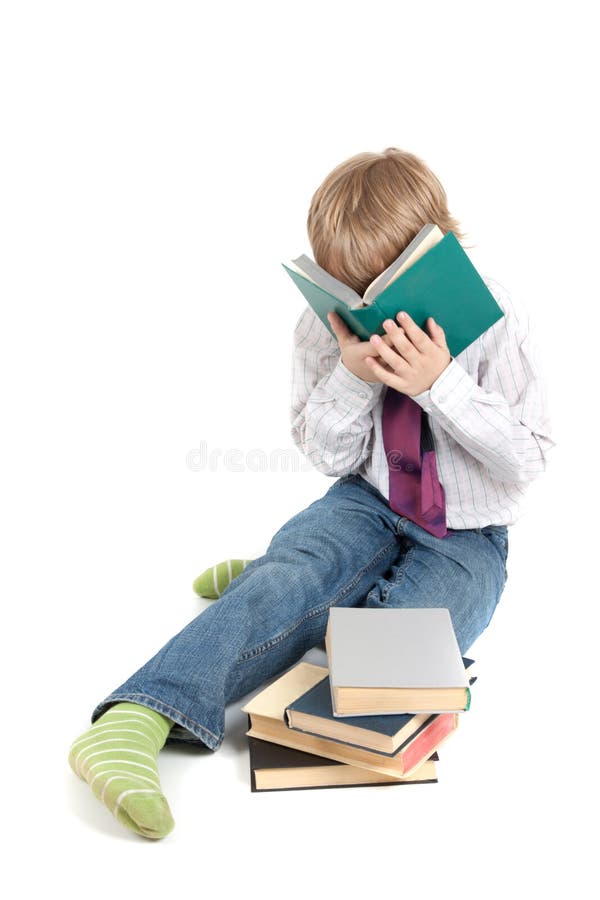 Boy and books stock photo. Image of human, satisfied - 14477304