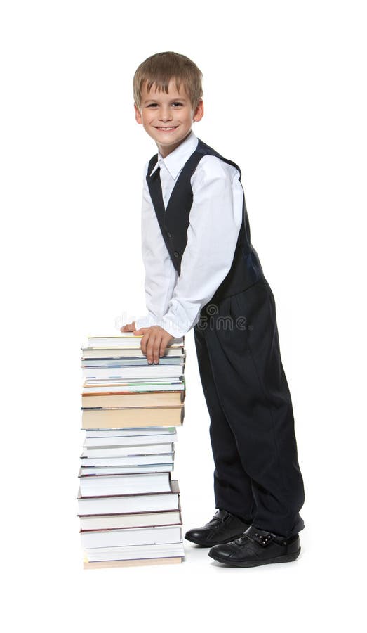 Boy and books stock image. Image of smiling, little, childhood - 16593467