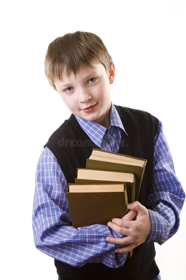 Boy with books stock photo. Image of stack, ideas, childhood - 8789082