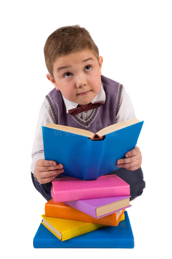 Boy with Books for an Education Stock Image - Image of male, study ...