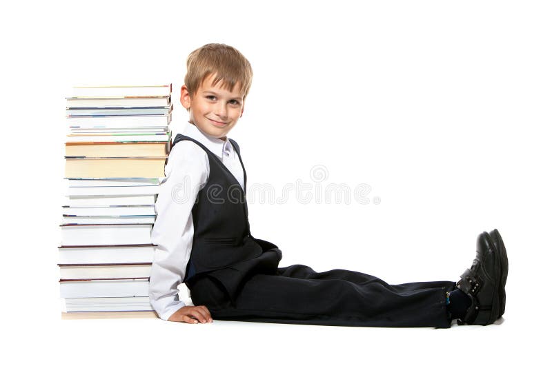 Boy and books stock photo. Image of people, hardcover - 190832688