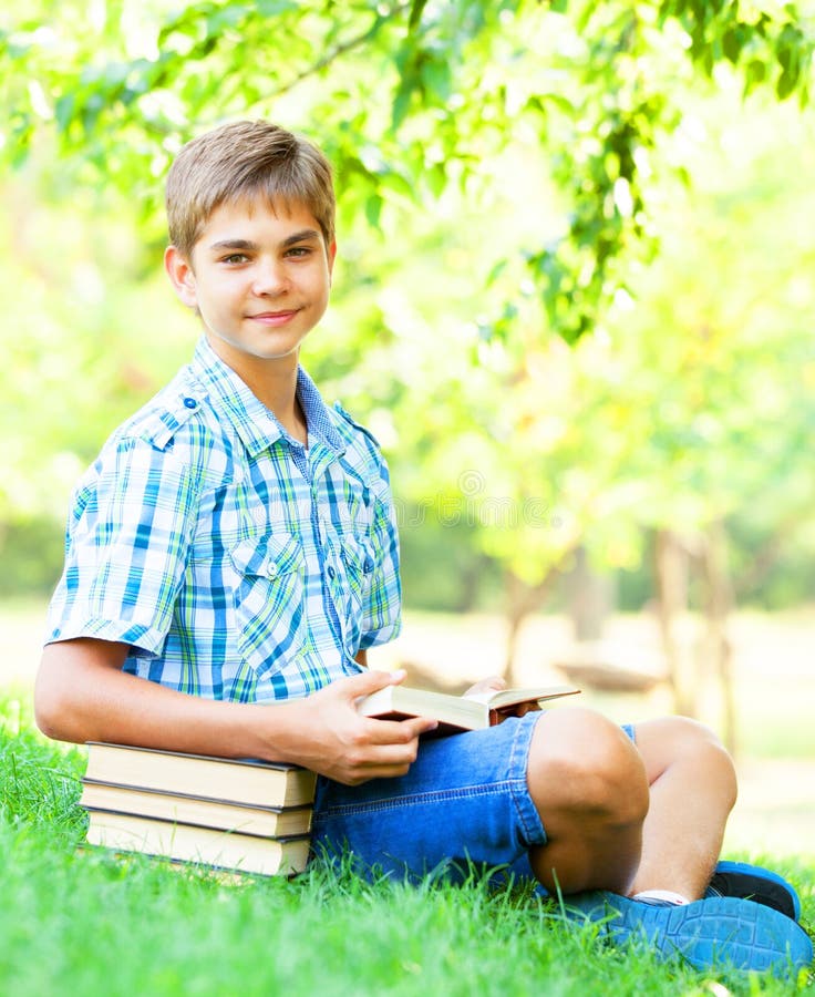 Boy with books stock photo. Image of person, nerd, modern - 33684992