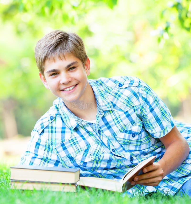 Boy with books stock image. Image of laying, male, schoolchild - 33673789