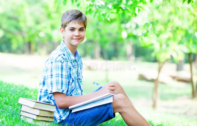 Boy with books stock photo. Image of clever, schoolboy - 33685022